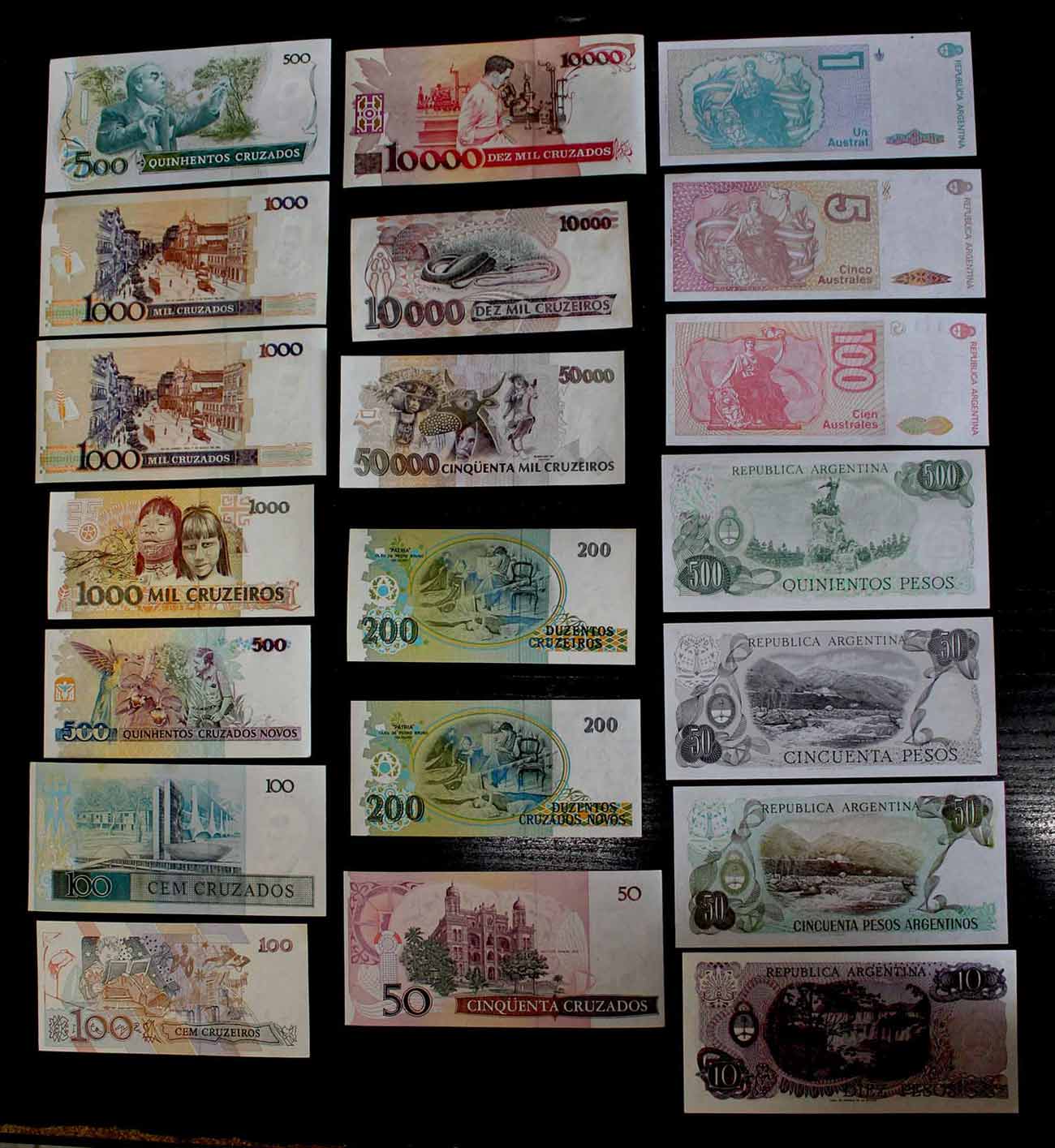 Paper Money: ΑΡΓΕΝΤΙΝΗ & ΒΡΑΖΙΛΙΑ ΣΥΛΛΟΓΗ ΜΕ 20 UNC ΧΑΡΤΟΝΟΜΙΣΜΑΤΑ